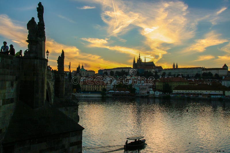 Prague on sunset editorial stock image. Image of panoramic - 110769449