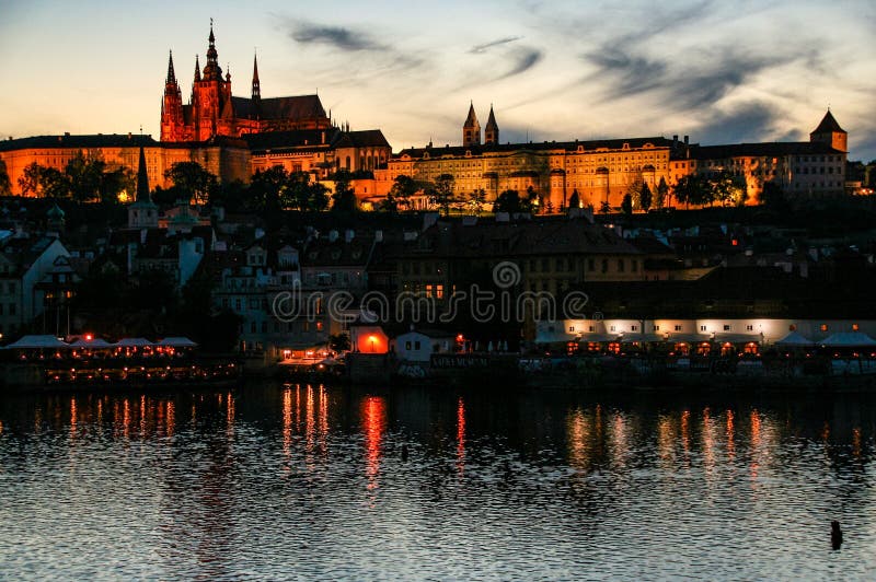 Prague on sunset stock photo. Image of church, boat - 112295478
