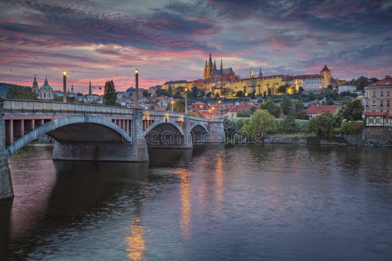 Prague at sunset. stock photo. Image of cathedral, exterior - 78014298