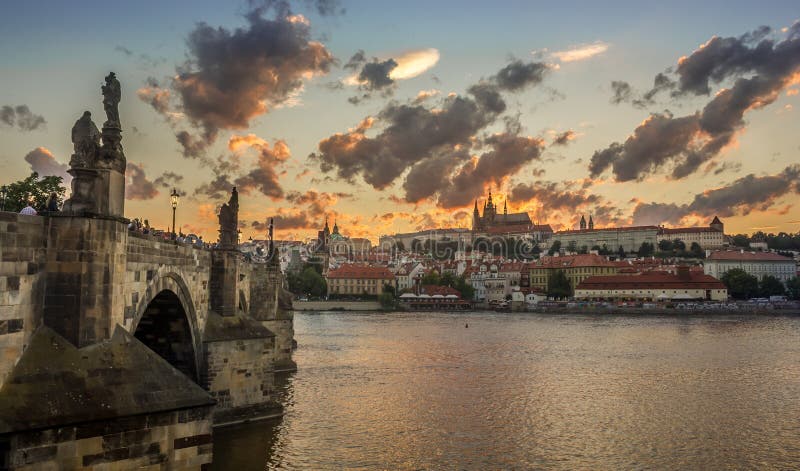 Prague sunset editorial photography. Image of heritage - 97593152