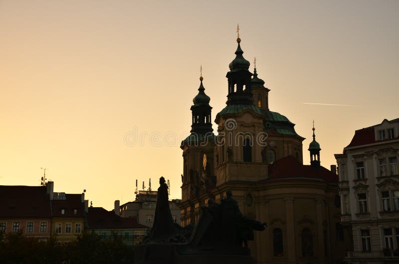 Prague Sunset skyline stock photo. Image of buildings - 109516534