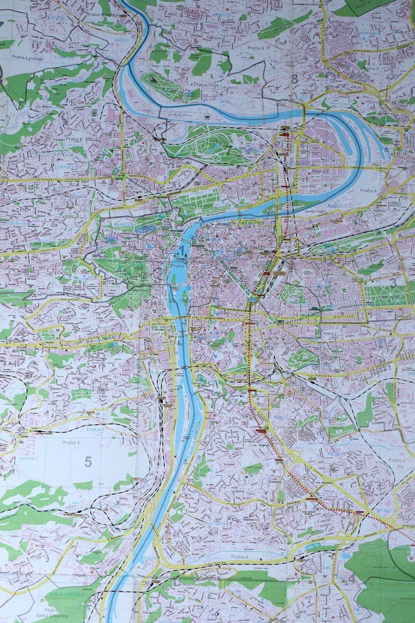 Prague Tourist Guide, Close-up View of Map Editorial Stock Image ...