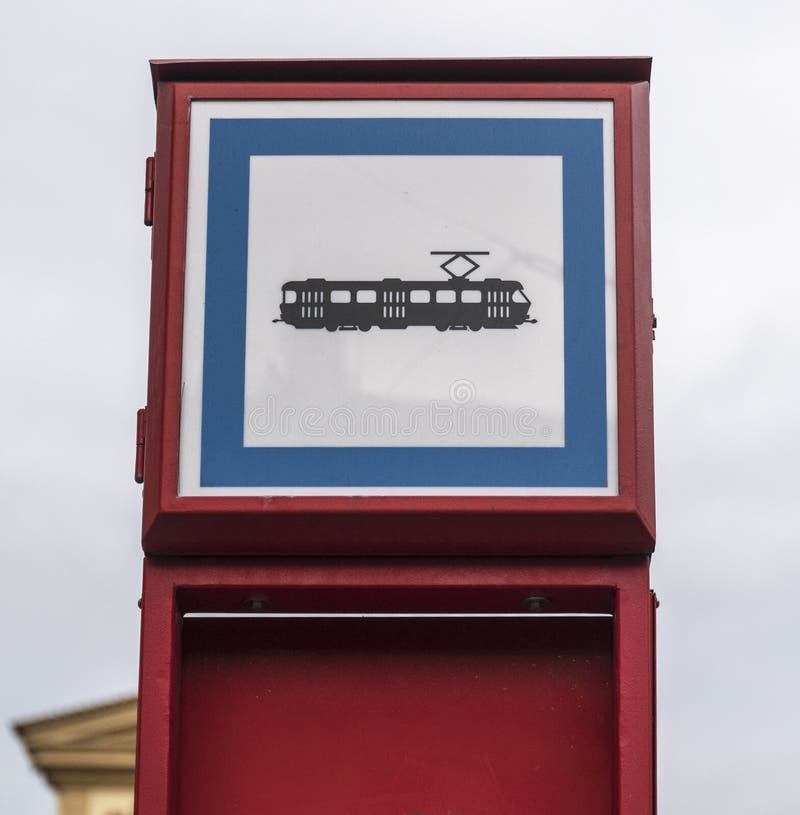Prague Tram Station Sign Close Up Stock Image - Image of tramway ...