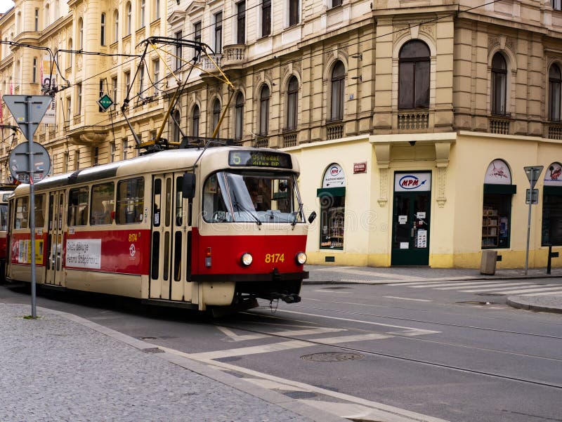 Prague tramway tourism editorial image. Image of prague - 181375195