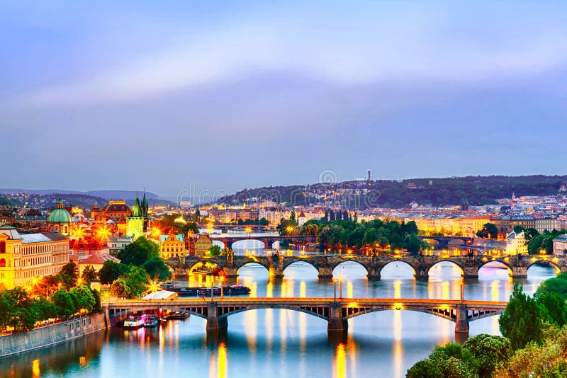 Prague at Twilight stock image. Image of panoramic, destinations - 29867791