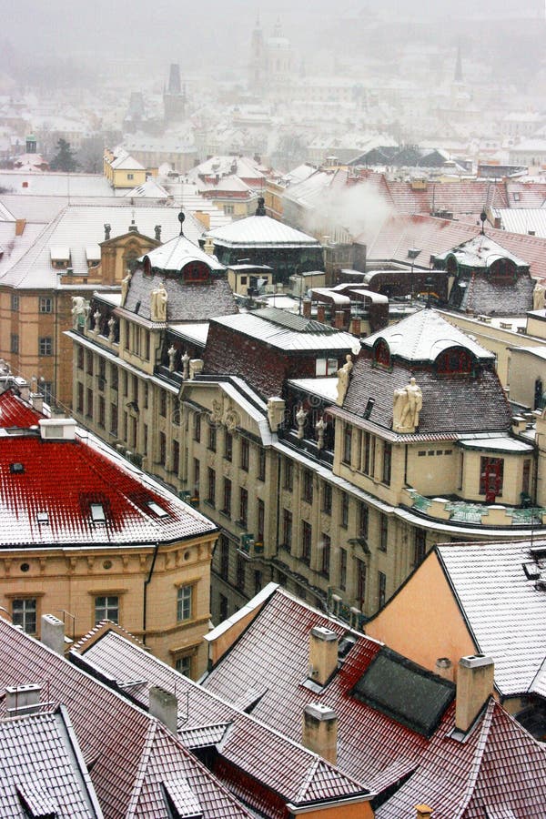 Prague under snow. stock photo. Image of europe, cityscape - 7267772