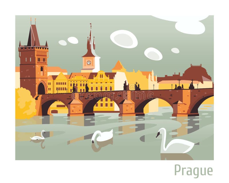 Prague Skyline Czech Republic City Building Vector Stock Vector ...