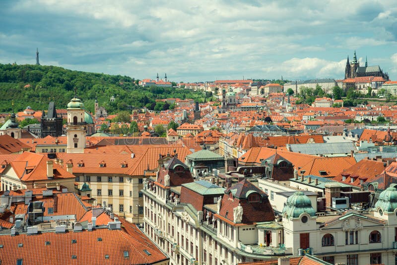 Prague view from above stock photo. Image of czech, architecture - 76322388
