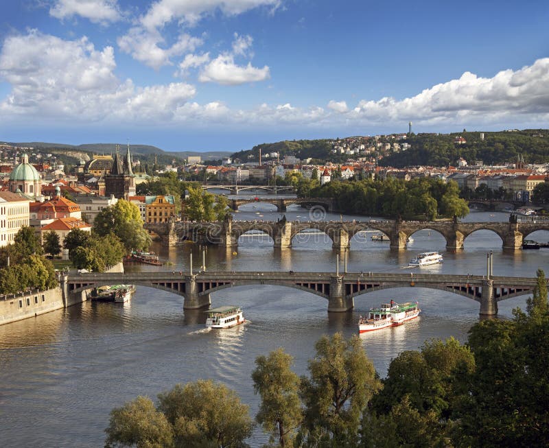 Vlatava river in Prague stock image. Image of high, architectural ...