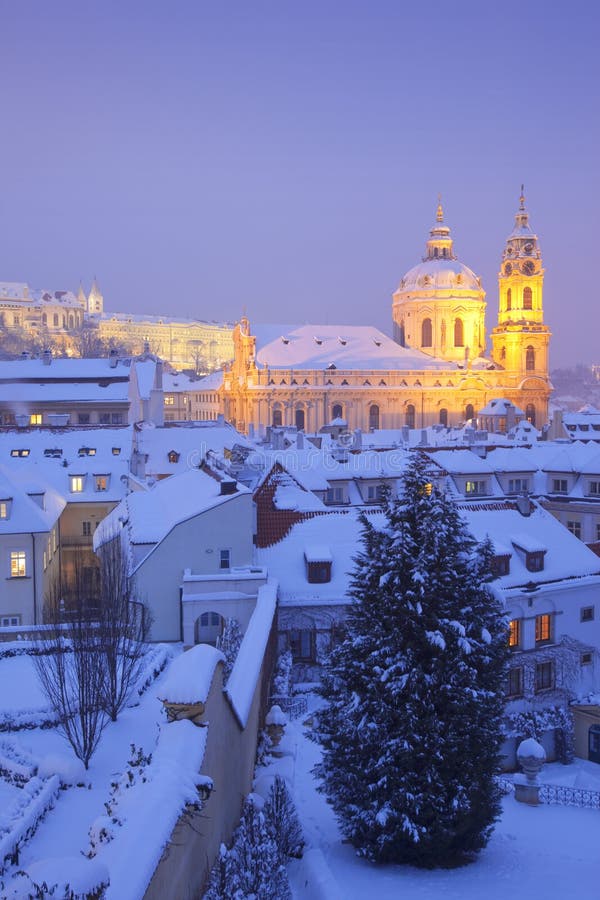 Prague in winter stock photo. Image of mala, czech, roof - 22812278