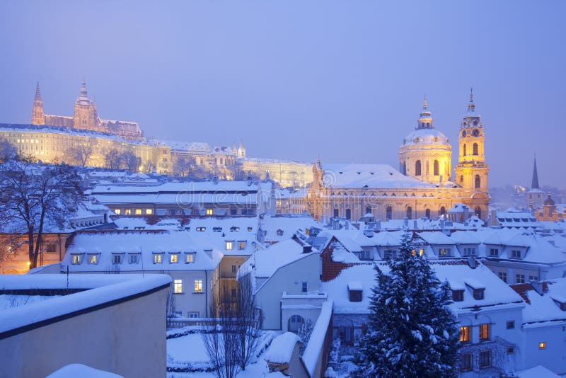 Prague in winter stock image. Image of mala, prague, town - 22812299