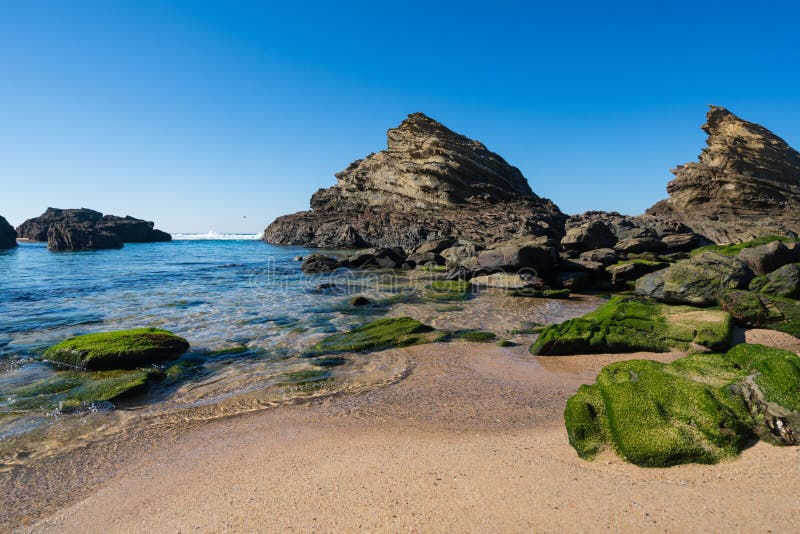 Praia Da Samoqueira Beach in Portugal Stock Photo - Image of samoqueira ...