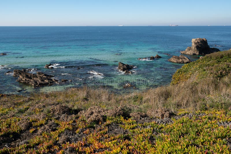 Praia Da Samoqueira Beach in Portugal Stock Image - Image of costa ...