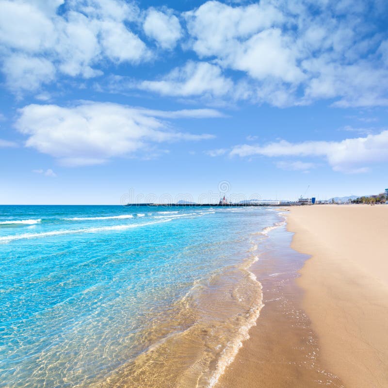 Praia De Gandia Em Valencia Mediterranean Spain Imagem de Stock ...