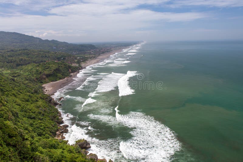 Praia De Parangtritis Na Ilha De Java Perto De Jogyakarta Imagem de ...