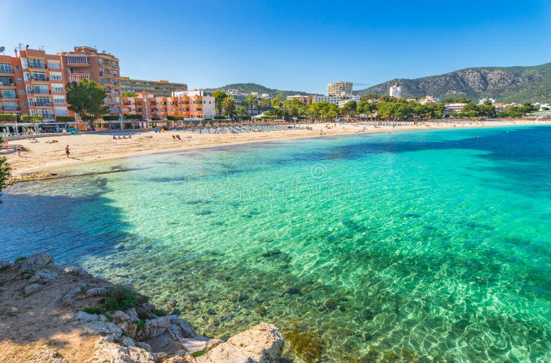 Praia Palmanova De Majorca Da Espanha Imagem de Stock - Imagem de areia ...
