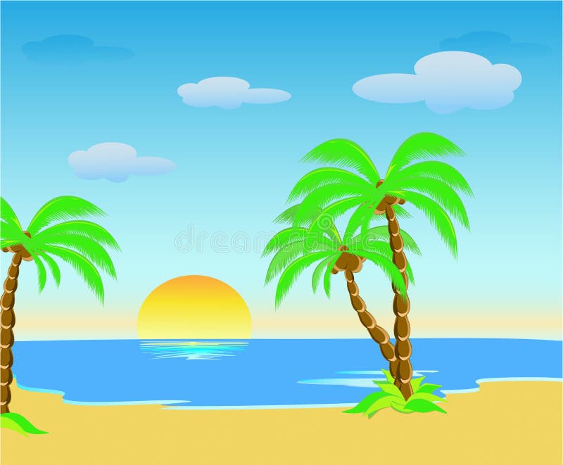 Praia tropical. Vetor ilustração do vetor. Ilustração de vetor - 35806289