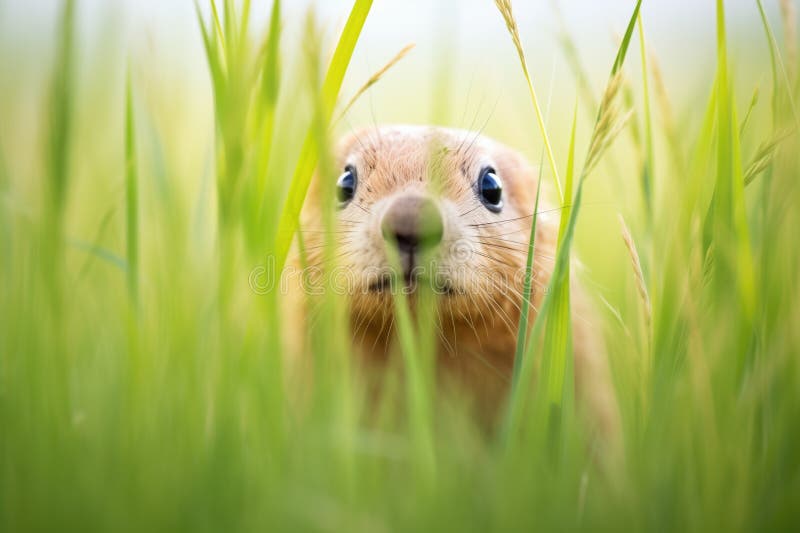 Prairie Dog Peeking Out from Tall Grass Stock Illustration ...