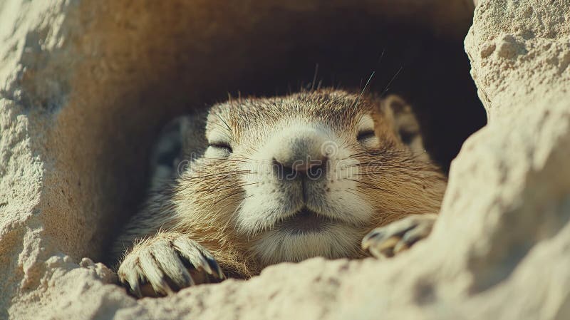 Prairie Dog Sleeping Burrow Desert Sun Wildlife Stock Image - Image of ...