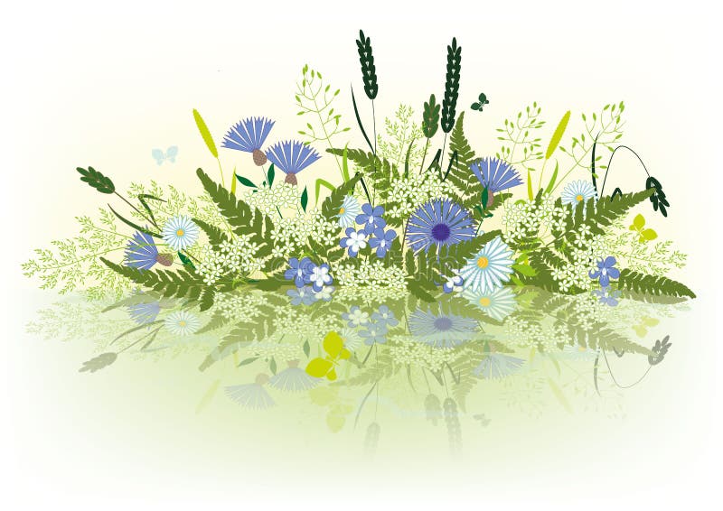 Prairie grass and flowers stock vector. Illustration of landscape ...