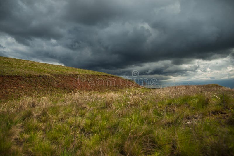 Prairie Landscape with Dark Clouds Stock Photo - Image of horizontal ...