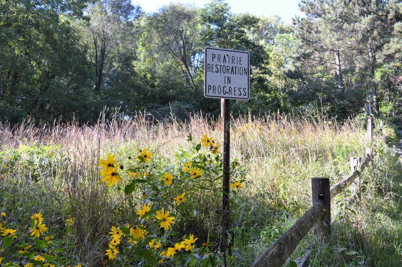 Prairie Restoration in Progress Sign Stock Image - Image of scenic ...