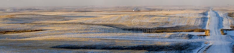 Prairie Landscape Winter Panoramic Stock Image - Image of snowy, sunset ...