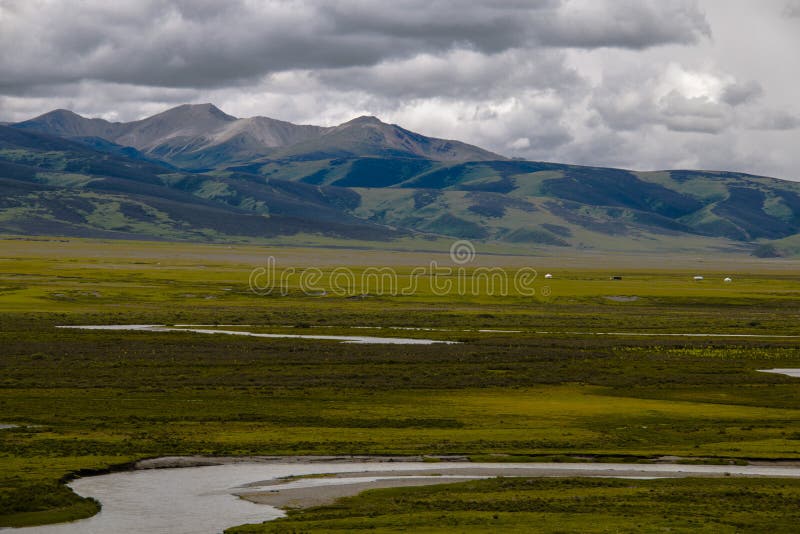 Prairie stock image. Image of mountains, prairie, meandering - 97331665