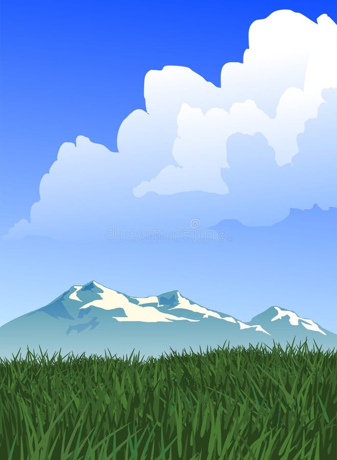 Prairie and Mountain Landscape Stock Vector - Illustration of spring ...