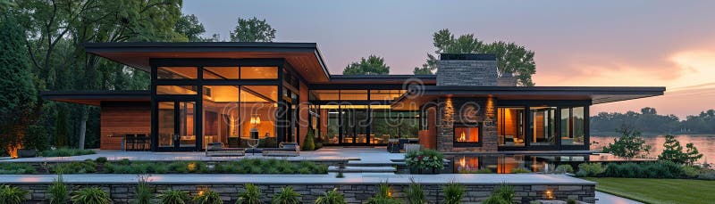 Prairie-Style Home in Harmony with Landscape Featuring Horizontal Lines ...