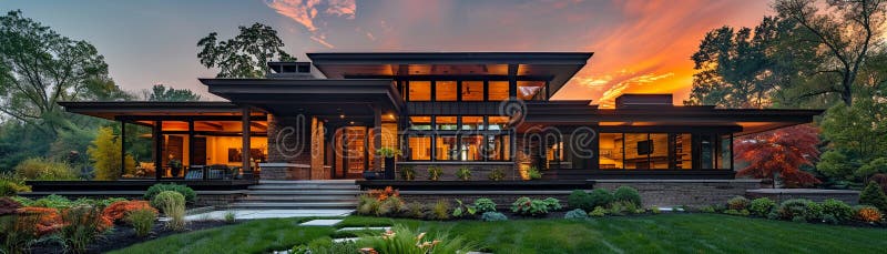 Prairie-Style Home in Harmony with Landscape Featuring Horizontal Lines ...