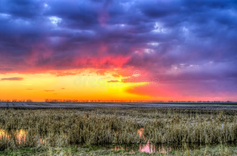 Prairie Sunset stock photo. Image of calm, orange, prairie - 31258854