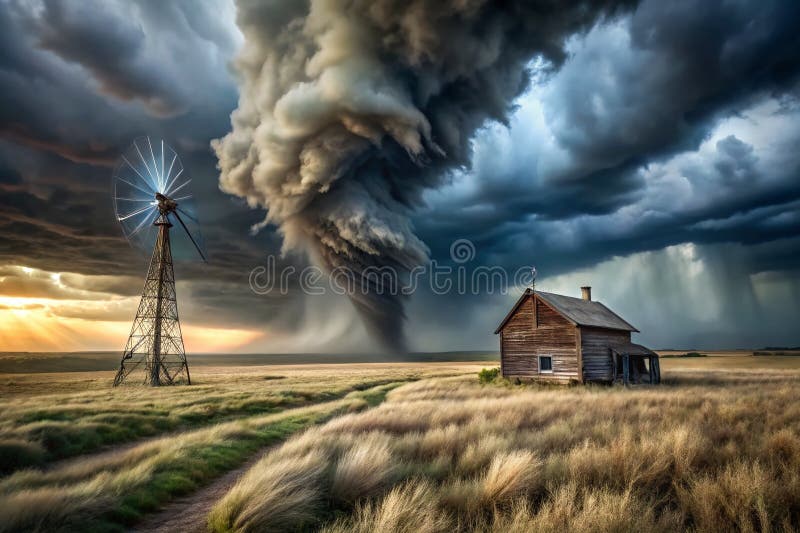 Prairie Windmill Battered by Devastating Tornado Dramatic Aftermath of ...