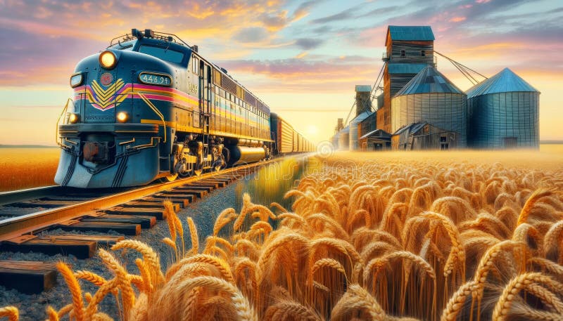 Prairies Wheat Fields Train Locomotive Engine Saskatchewan Alberta ...