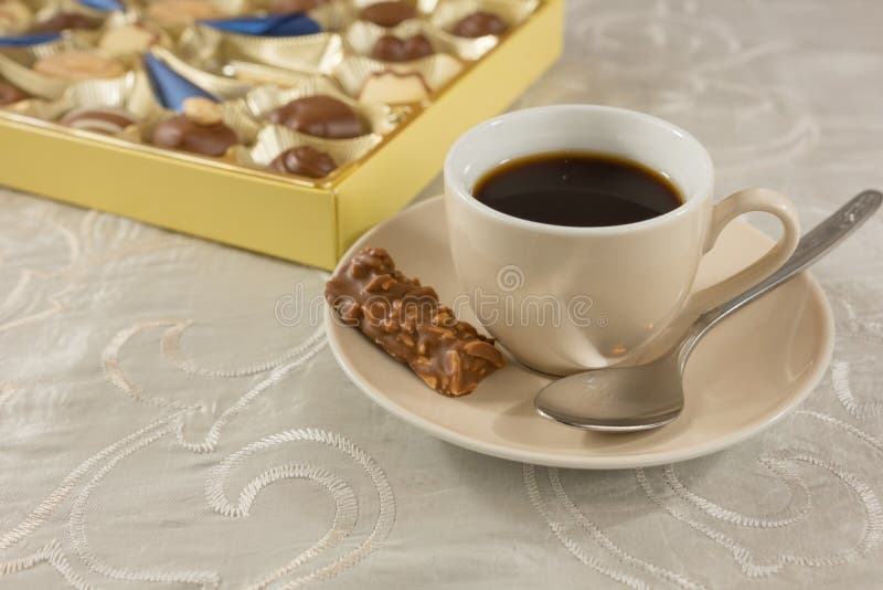 Pralines and coffee stock image. Image of brown, drink - 90200253