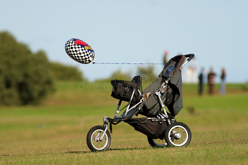 Pram with balloon stock photo. Image of pushed, baby, ball - 868364