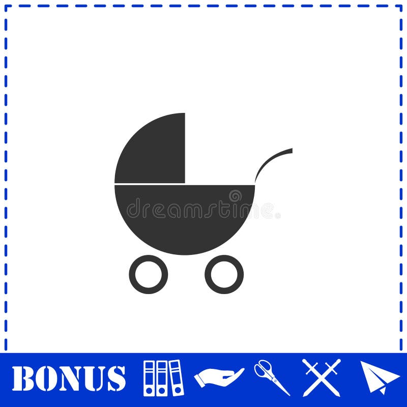 Pram icon flat stock vector. Illustration of silhouette - 155272640
