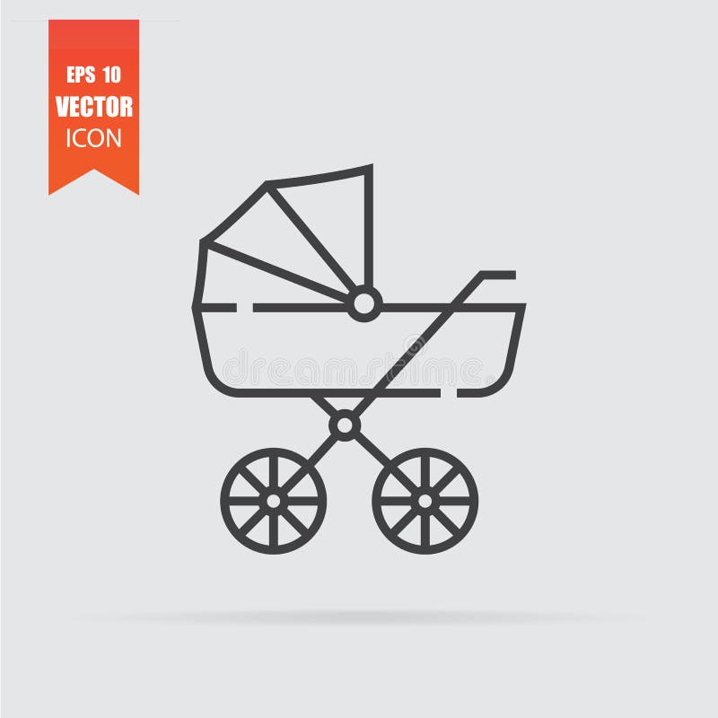 Pram Icon in Flat Style Isolated on Grey Background Stock Vector ...
