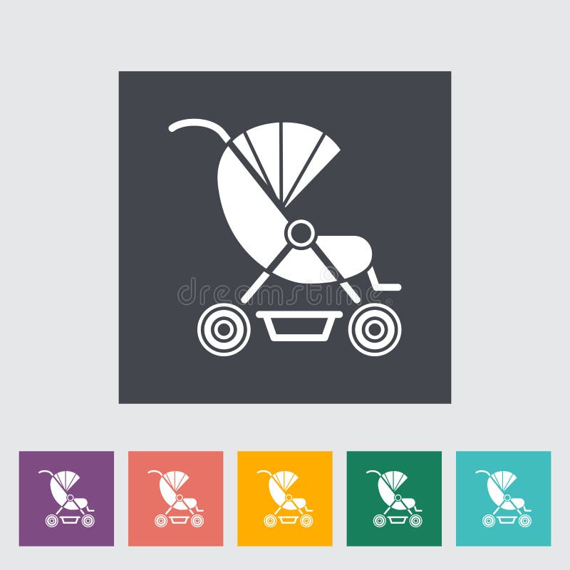 Pram icon stock vector. Illustration of care, flat, family - 95786491
