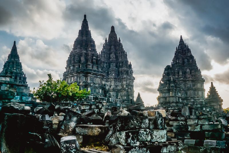 Prambanan - a Huge Complex of Hindu Temples in Indonesia Stock Photo ...