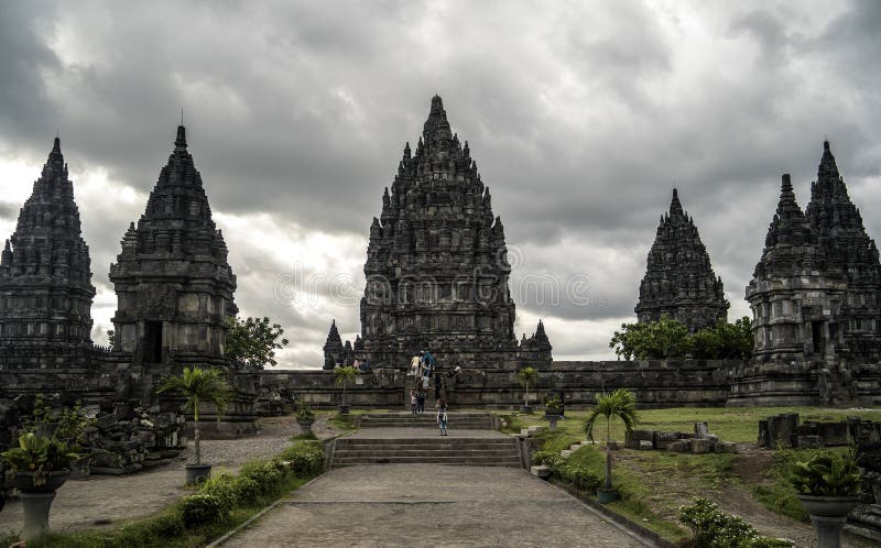 Prambanan Temple Complex Under a Cloudy Sky Stock Image - Image of ...