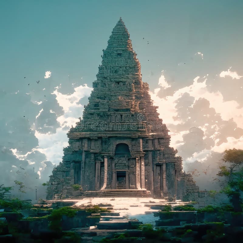 Prambanan Temple, Java, Indonesia. Digital Painting Stock Illustration ...