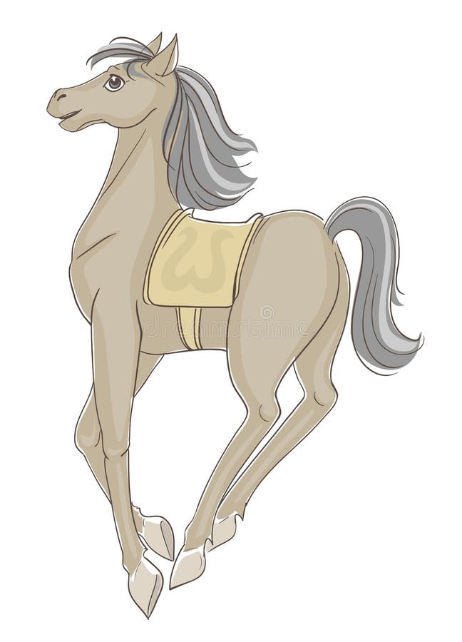 Sketch Of Prancing Stallion Or Horse Stock Vector - Illustration of ...