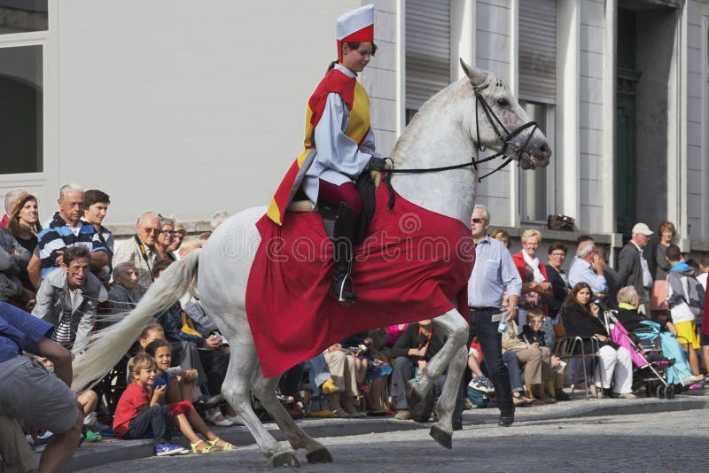 Prancing Horse in Front of the Public Editorial Stock Image - Image of ...