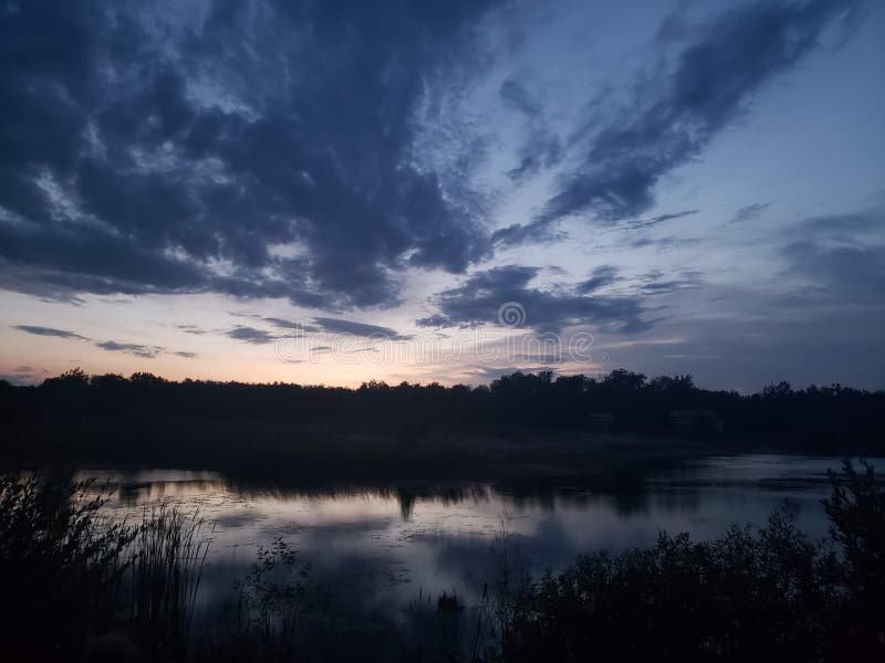 Prairie pond stock image. Image of sunset, reflection - 247421073