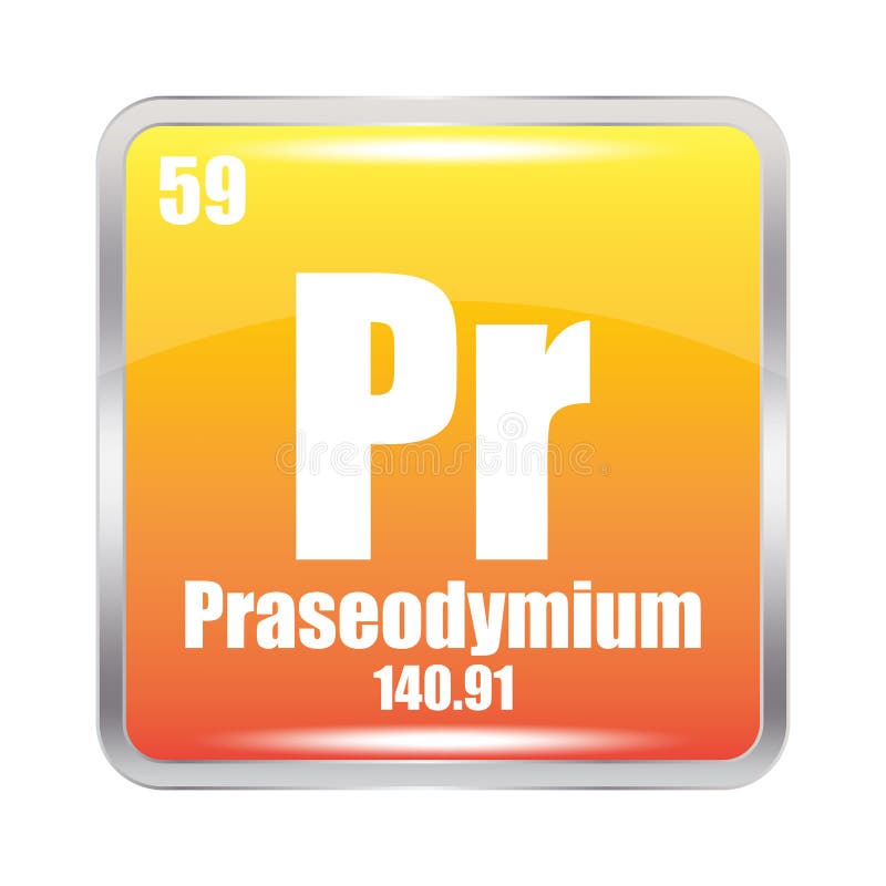 Praseodymium Icon. Pr Chemical Element. Atomic Number 59. Mass 140.91 ...