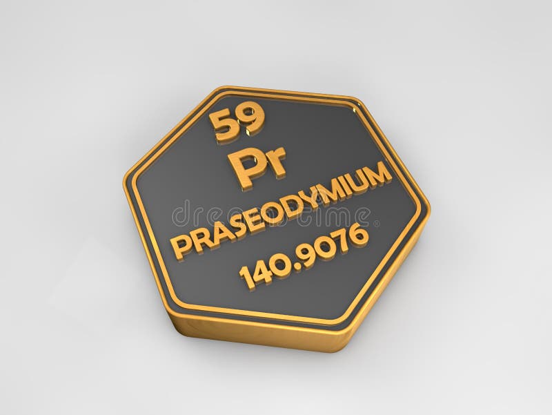 Praseodymium - Pr - Chemical Element Periodic Table Hexagonal Shape ...