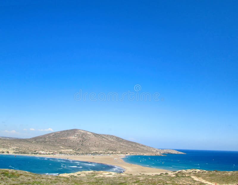 Prasonisi Beach, Rhodes, Greece Stock Photo - Image of mountain, blue ...