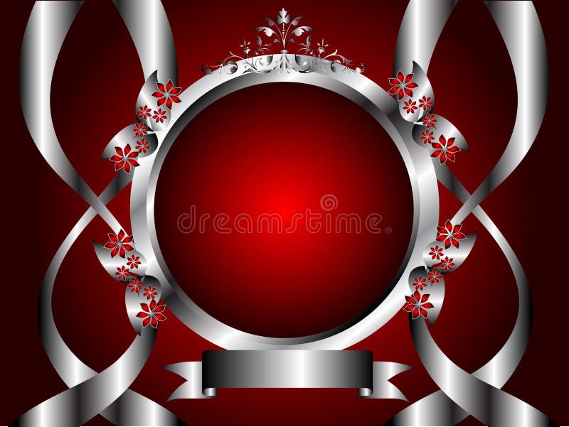 Prata E Molde Floral Vermelho Do Fundo Ilustração do Vetor - Ilustração ...