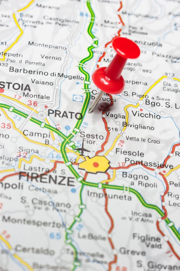 Prato Pinned on a Map of Italy Stock Photo - Image of orientation ...